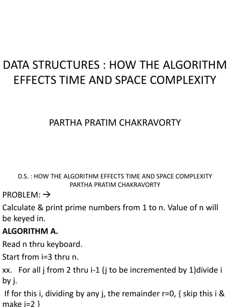 Prime Number Algorithms: Time & Space Complexity | PDF | Algorithms ...