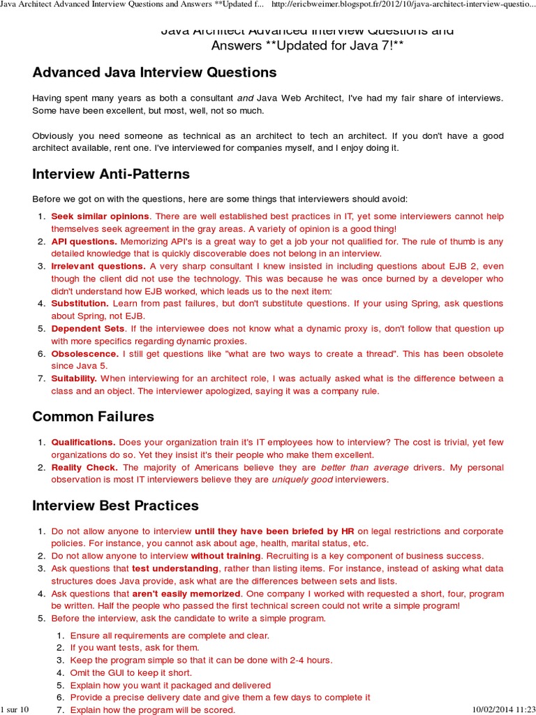 Java Architect Advanced Interview Questions and Answers - Updated For ... Java Architect Advanced Interview Questions and Answers - Updated For ...