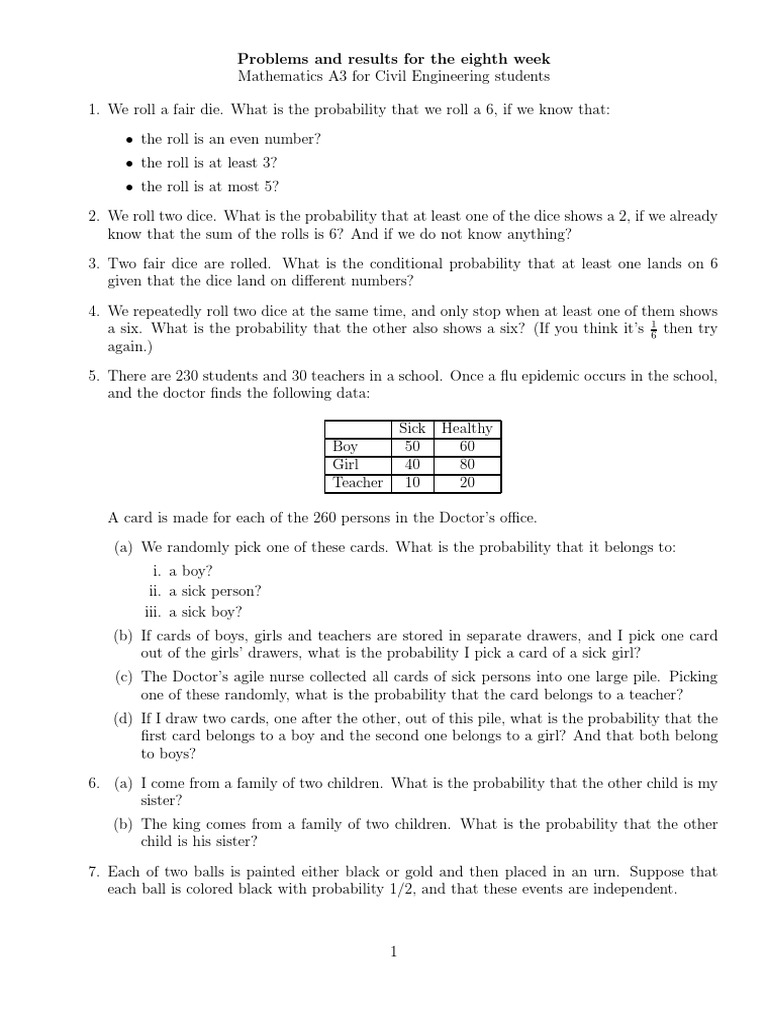 Math Problems | PDF | Odds | Probability