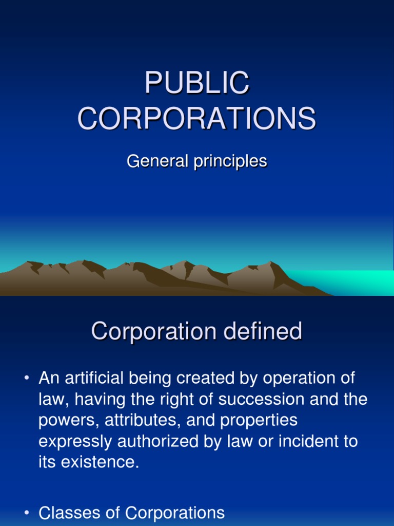 Public Corporations | Corporations | State Owned Enterprise