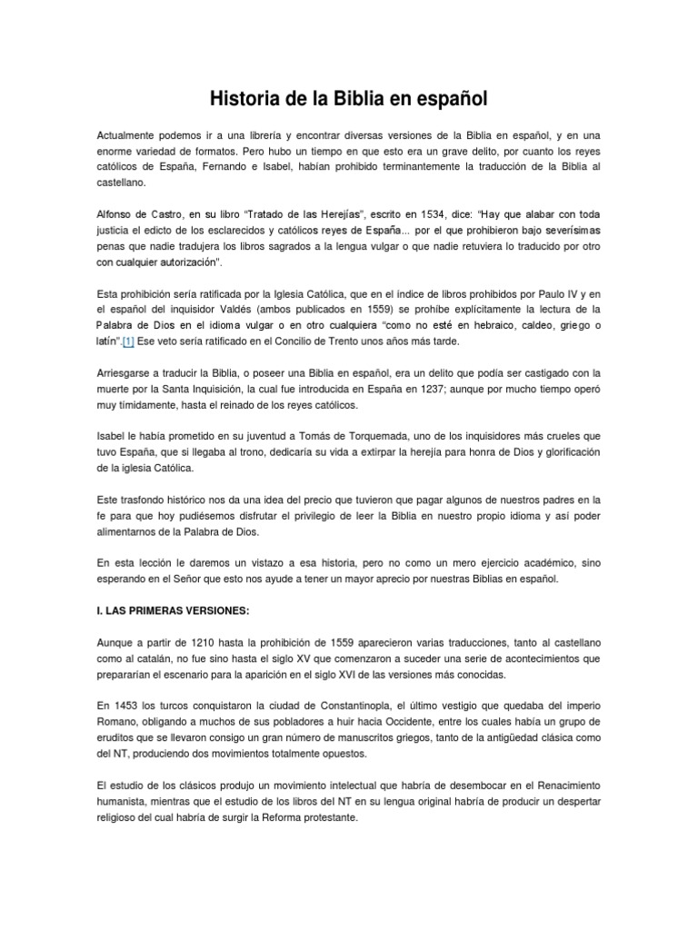 Historia de La Biblia en Español | PDF | Biblia | Traducciones