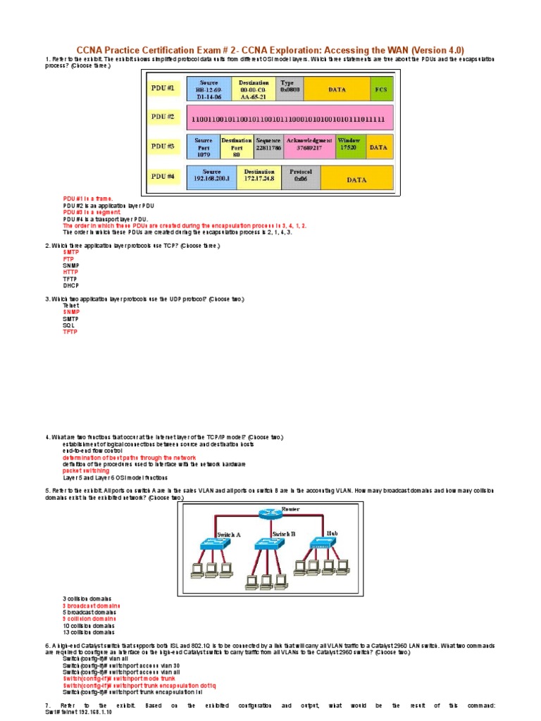 CCNA Practice Certification Exam # 2 | Download Free PDF | Osi Model | Router (Computing)
