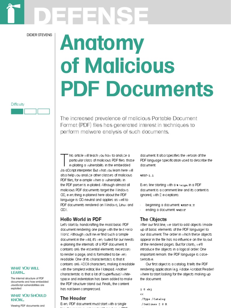 Anatomy of Malicious PDF Documents | Download Free PDF | Java Script | Malware