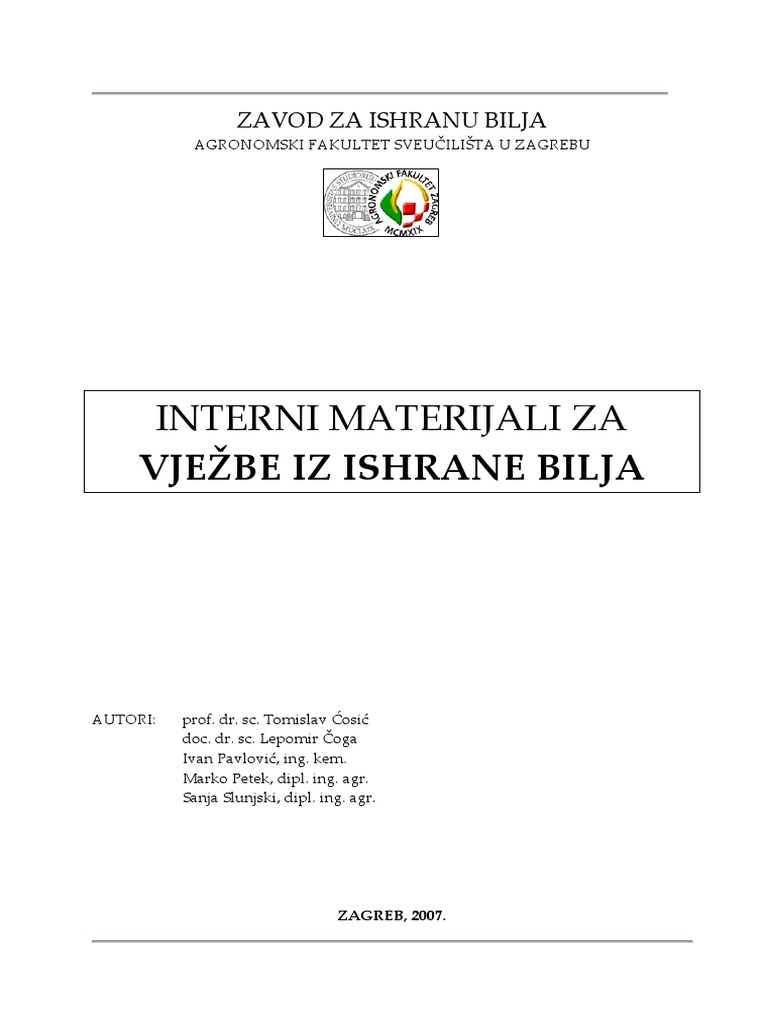 Vjezbe Skripta Ishrana Tlo | PDF