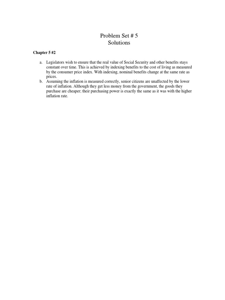 Problem Set # 5 Solutions: Chapter 5 #2 | PDF
