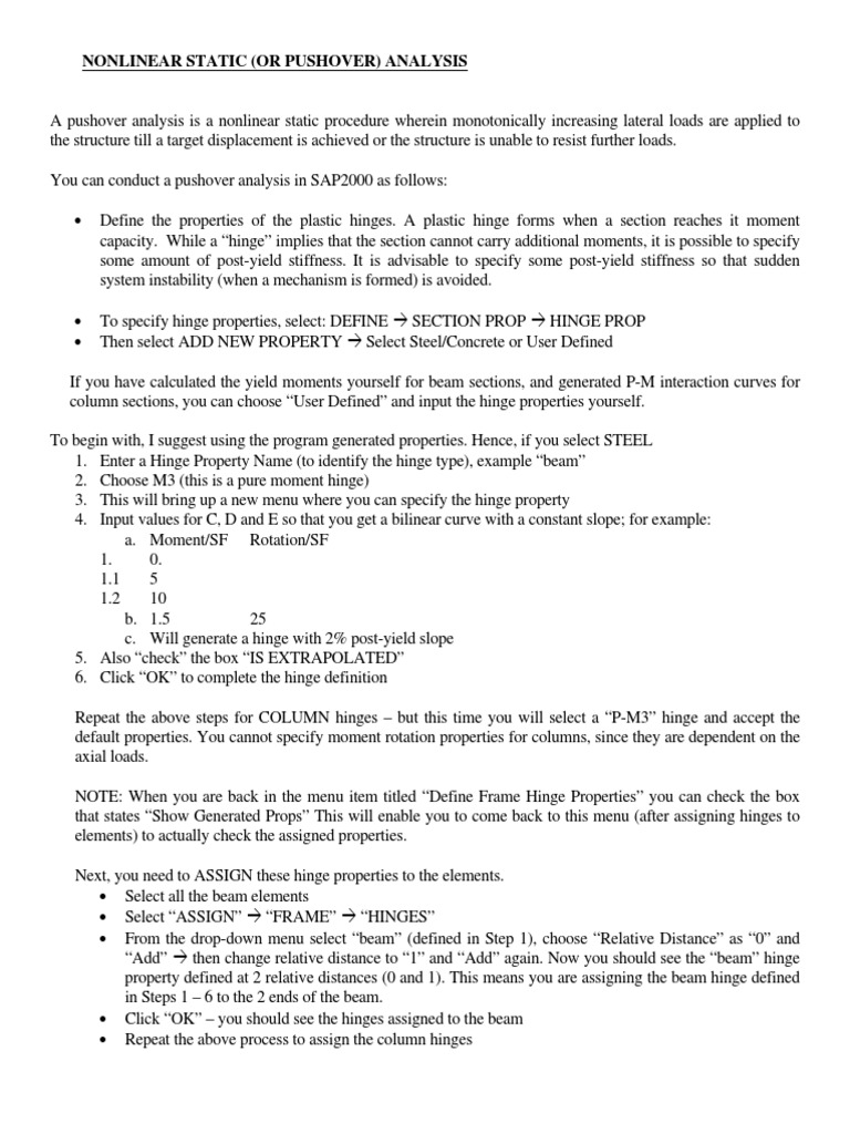 Pushover (Static Nonlinear) Analysis | PDF | Button (Computing) | Dialog Box