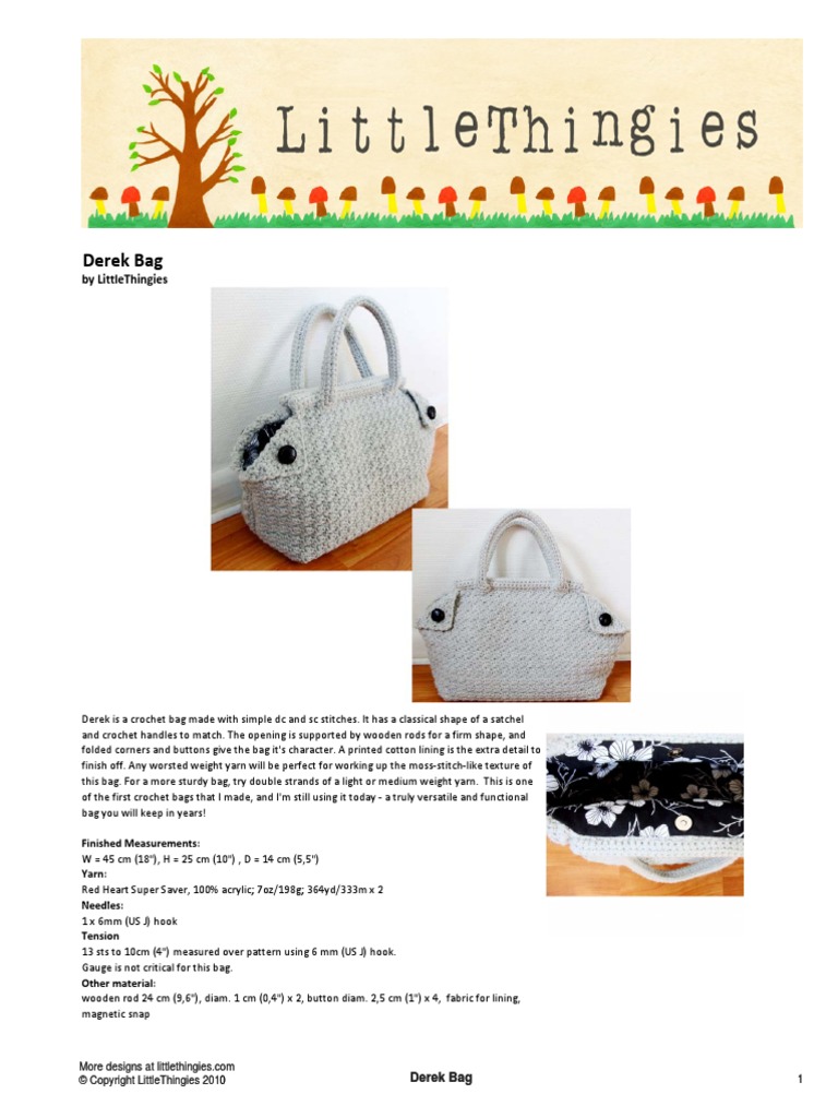 Derek Bag: by Littlethingies | PDF | Crochet | Seam (Sewing)