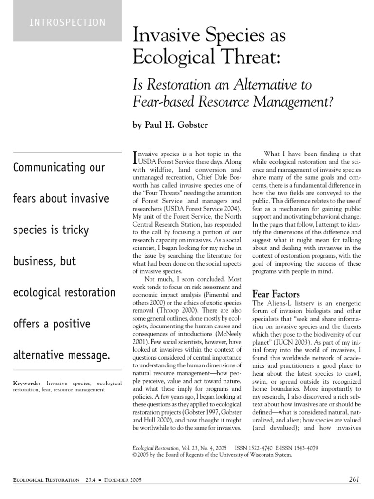 Invasive Species As Ecological Threat | PDF | Restoration Ecology ...