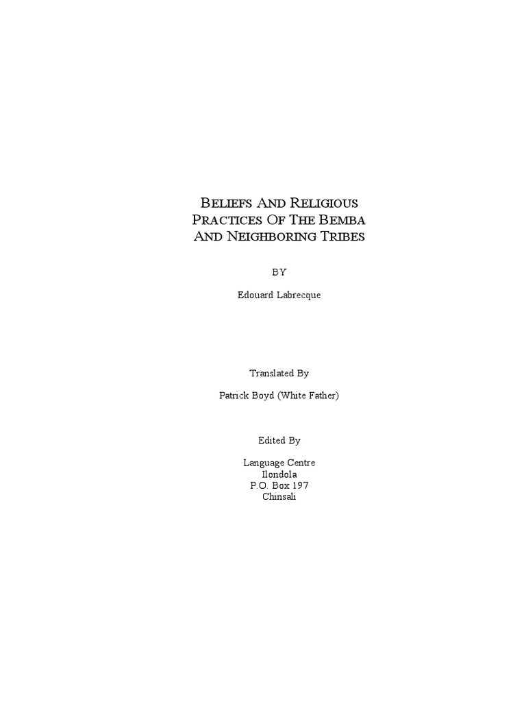 Beliefs and Religious Practices of The Bemba | PDF | God | Superstitions