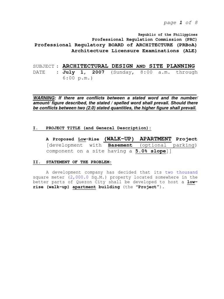 Sample Design Problem | PDF | Apartment | Economic Sectors