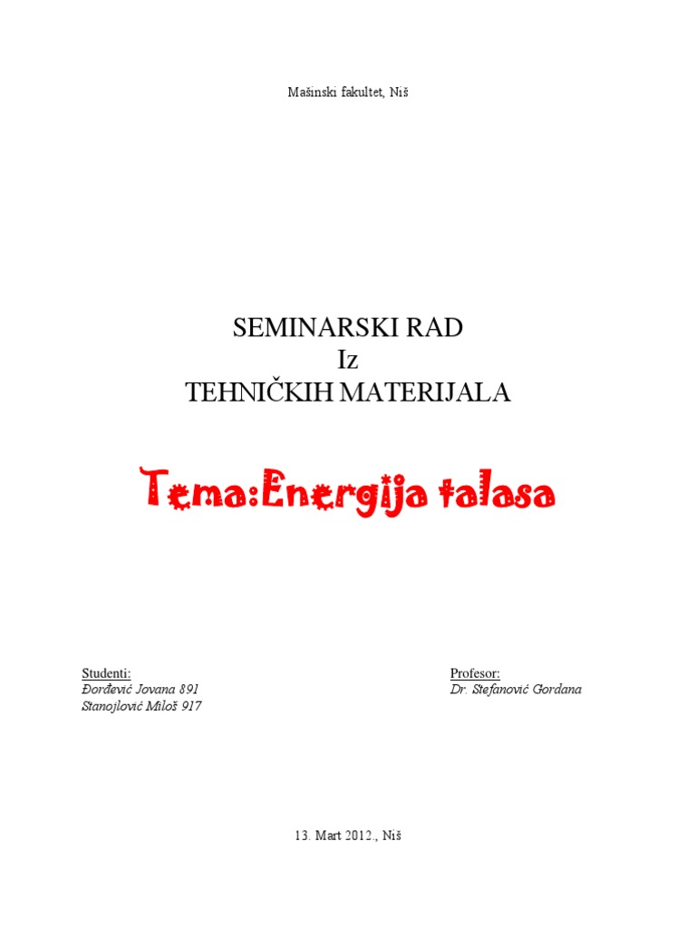 Energija Talasa | PDF