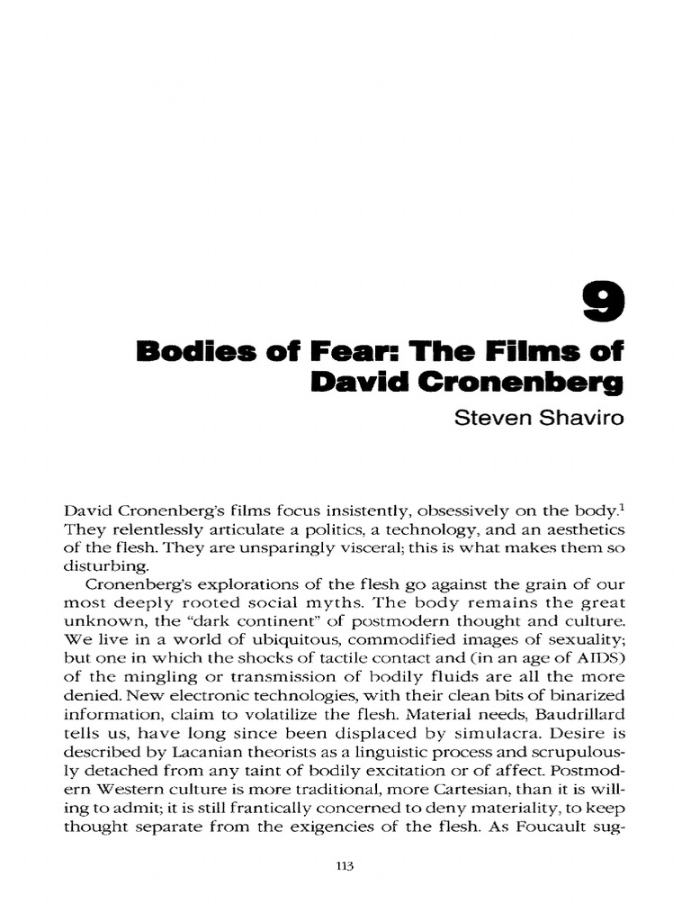 Steven Shaviro-Bodies of Fear, The Films of David Cronenberg | PDF ...