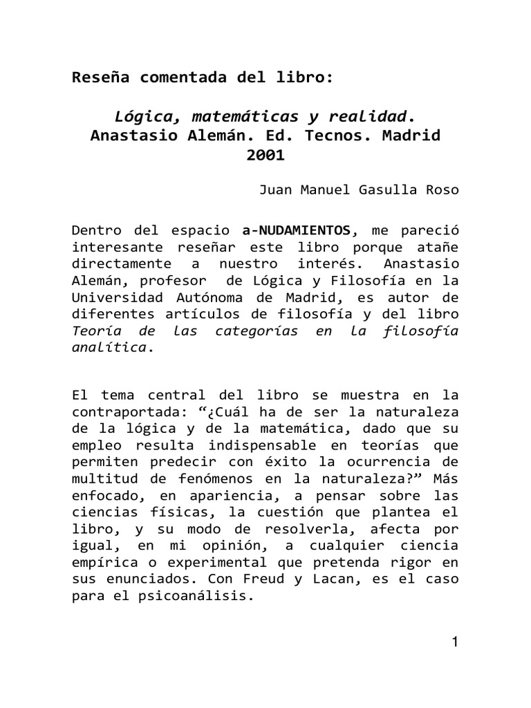 Resumen de Introduccion de Logica, Matematica y Realidad | PDF ...