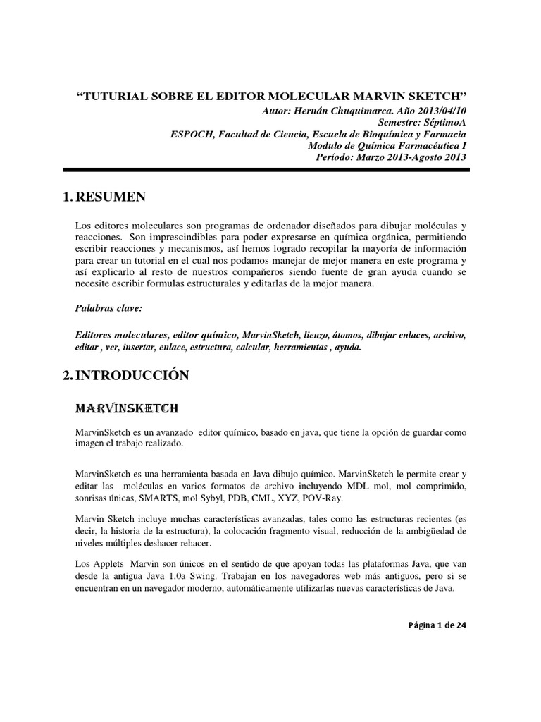 Tutorial Marvin Sketch | Descargar gratis PDF | Enlace químico | Point and Click