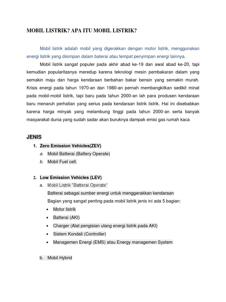 Mobil Listrik | PDF