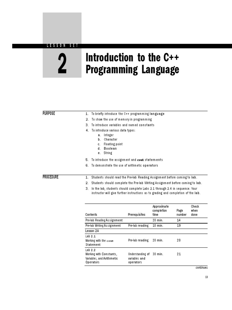 An Introduction To Programming Concepts Variables Data Types And The C Language Pdf
