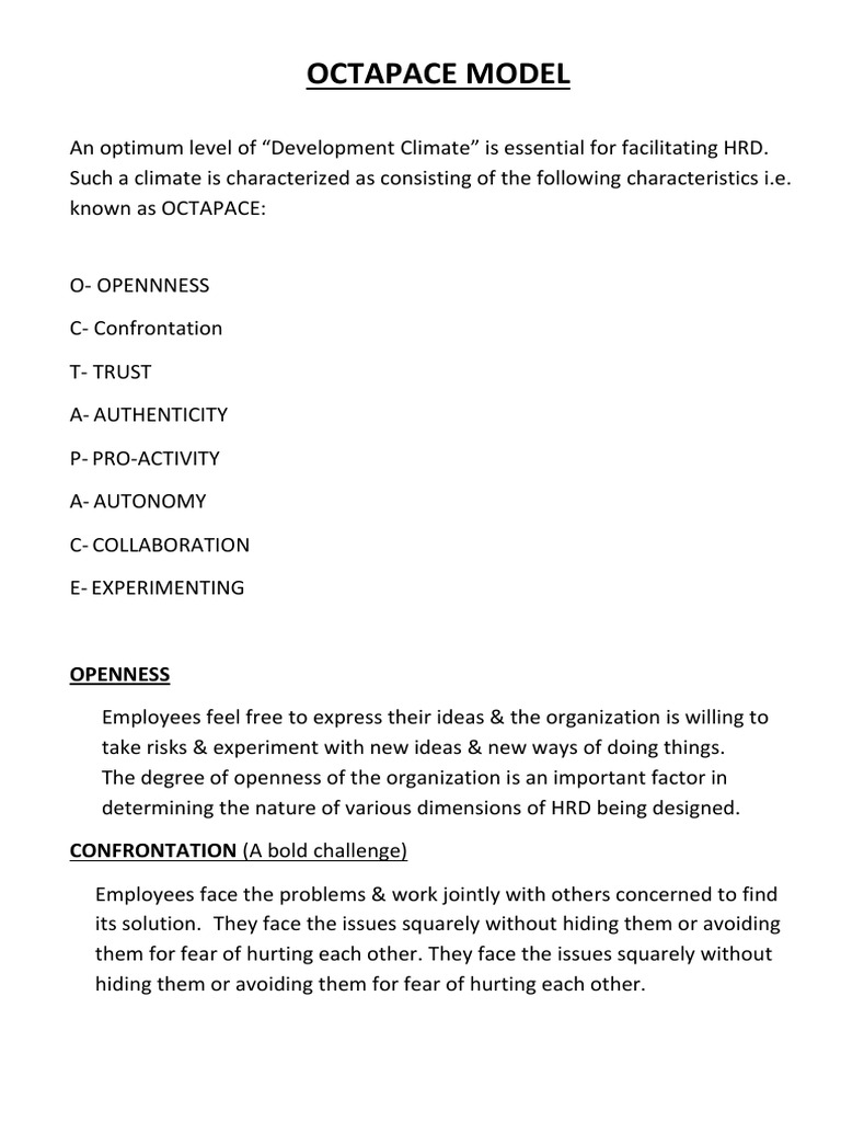 Octapace Model | Download Free PDF | Trust (Emotion) | Employment