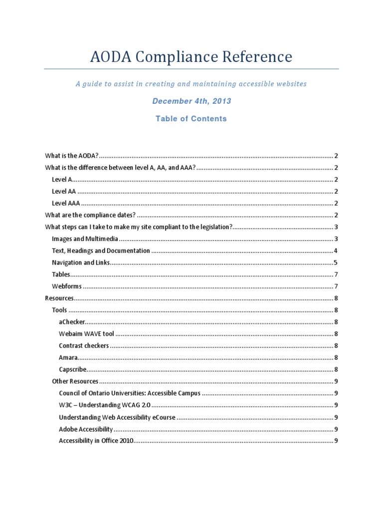 Drupal Aoda Compliance Reference | Web Development | Hypertext