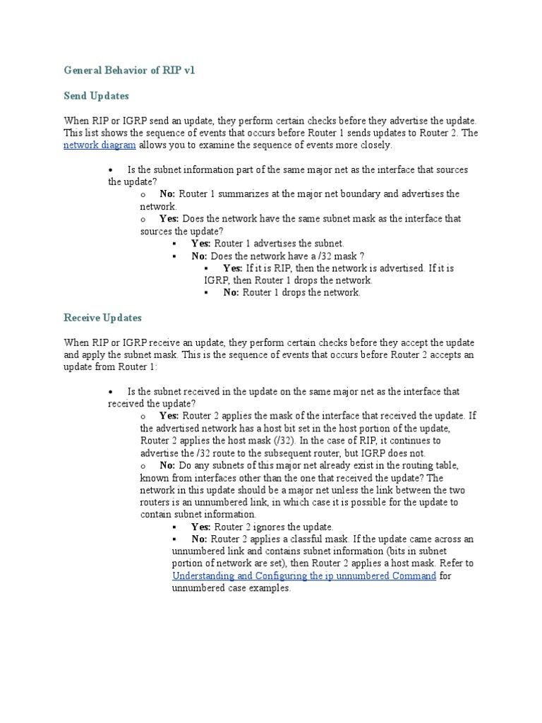 RIP v1 Update Process Explained | PDF | Router (Computing) | Ip Address