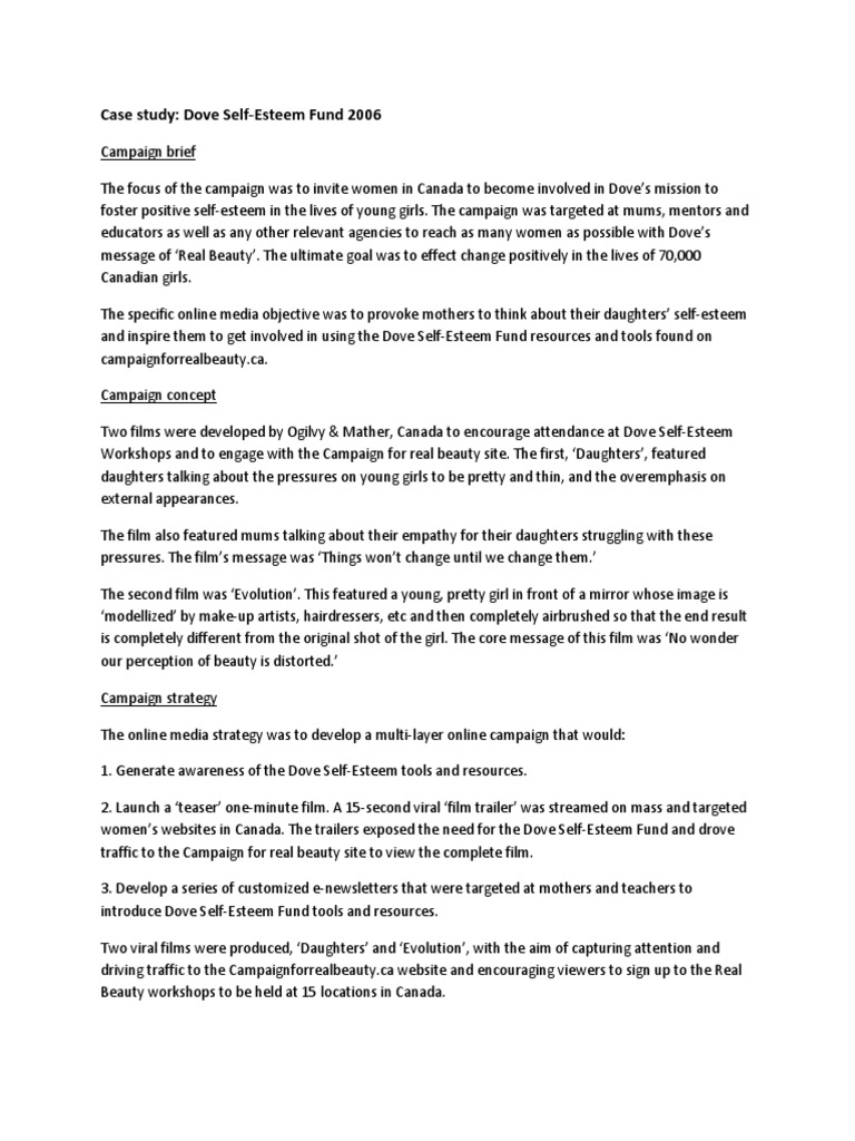 Case Study On Dove | PDF | Advertising | Mass Media