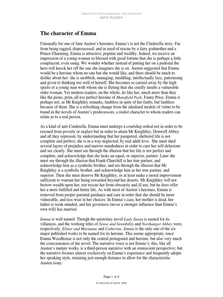 The Character of Emma | PDF | Emma (Novel) | Novels