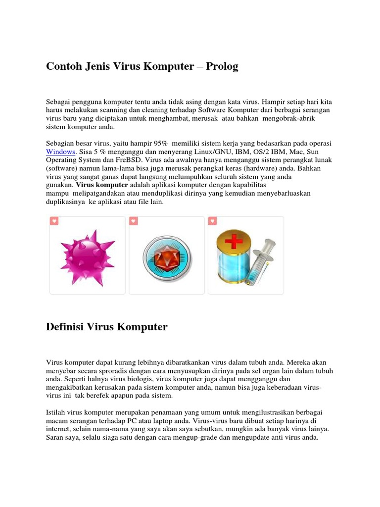 Contoh Jenis Virus Komputer | PDF