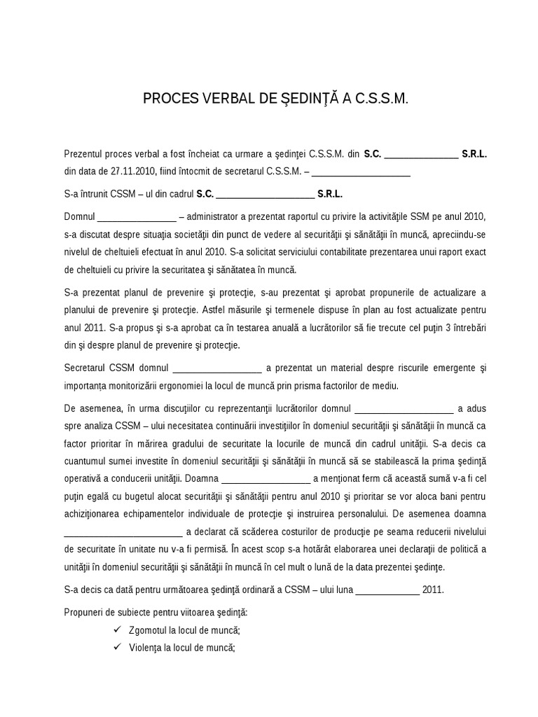 PV Sedinta CSSM | PDF