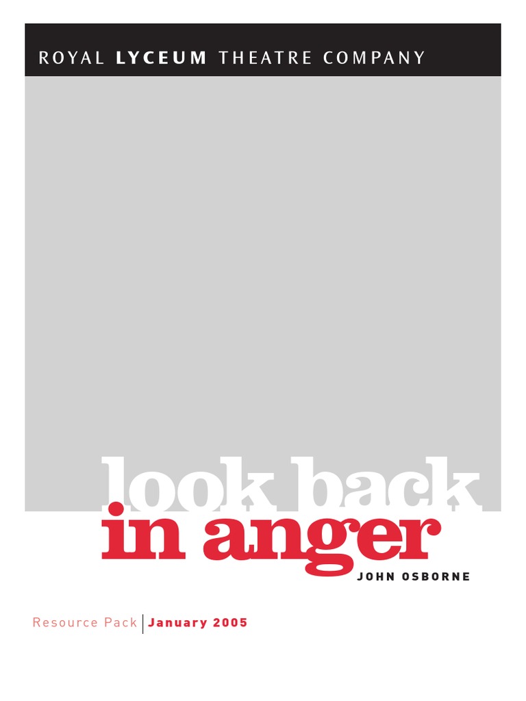 Look Back in Anger Resource Pack | PDF | Theatre | Entertainment (General)