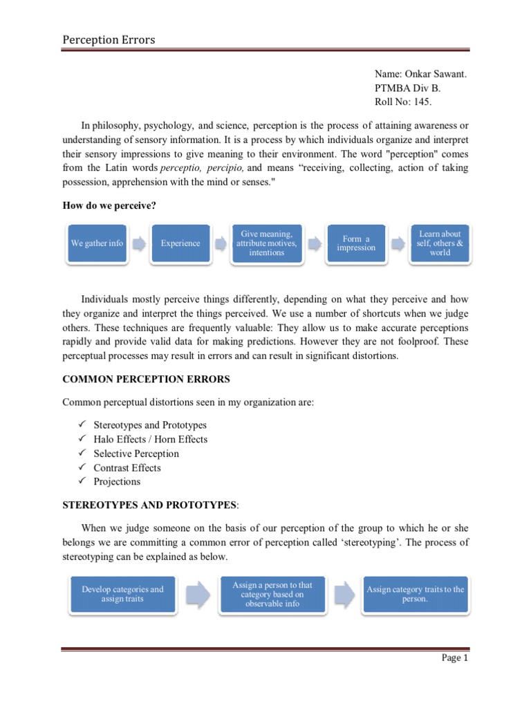 Perception Errors | PDF | Stereotypes | Perception