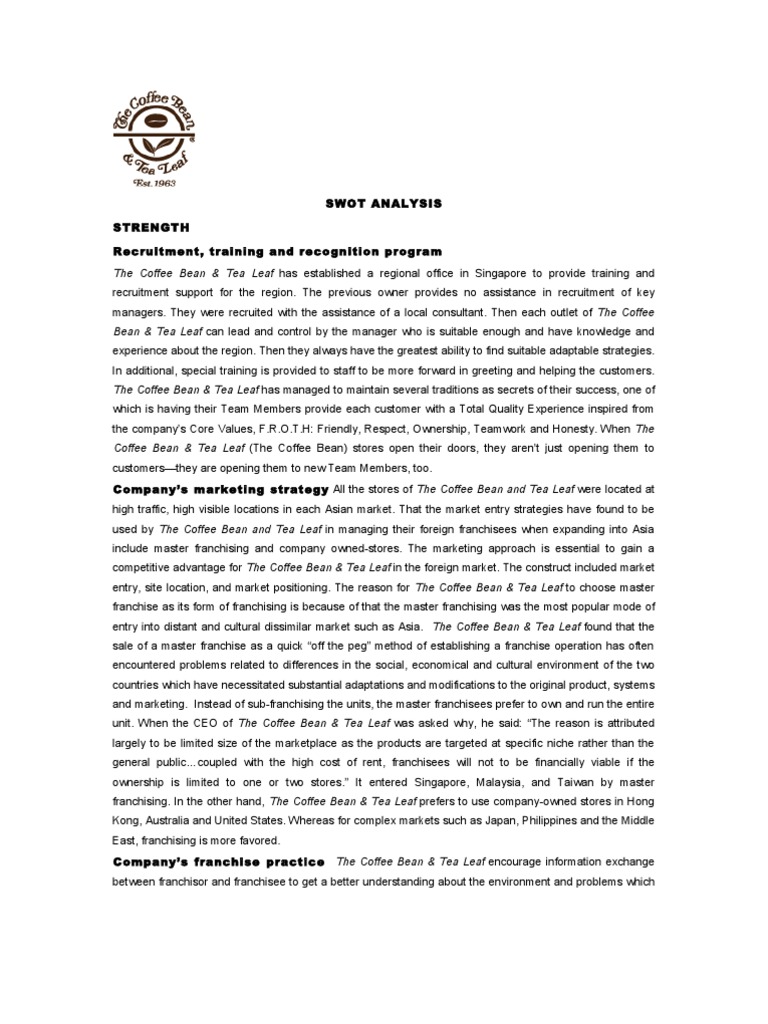 Coffee Bean | PDF | Franchising | Coffee