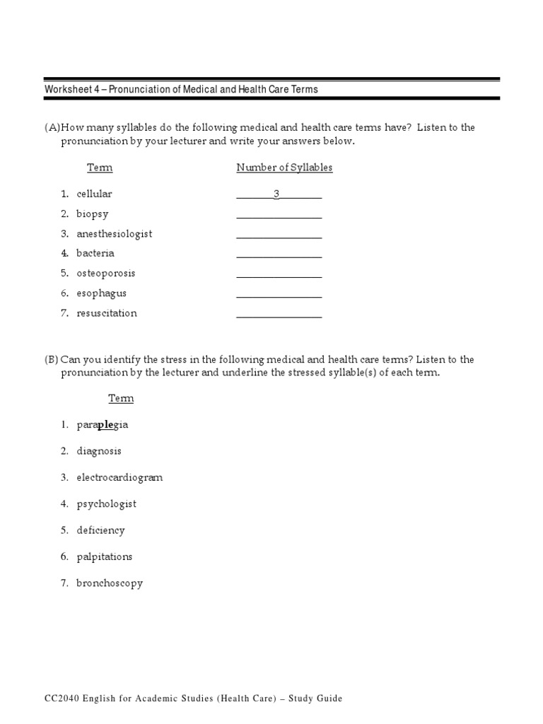Medical Terms Pronunciation Guide | PDF