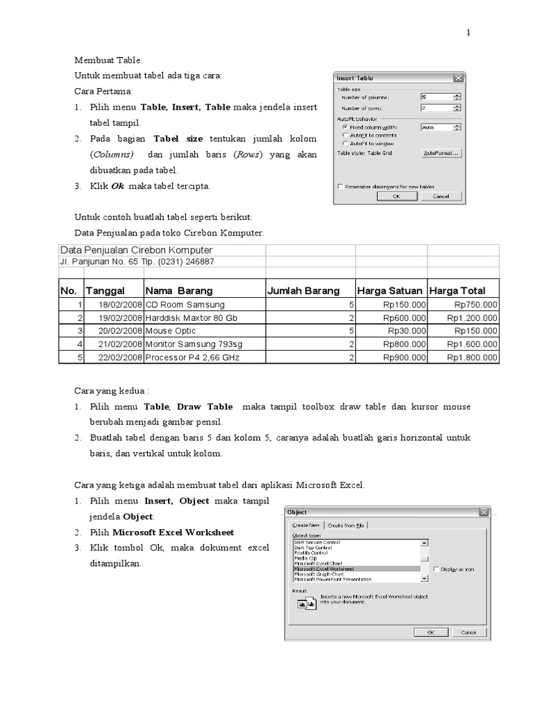 Membuat Table Nota | PDF