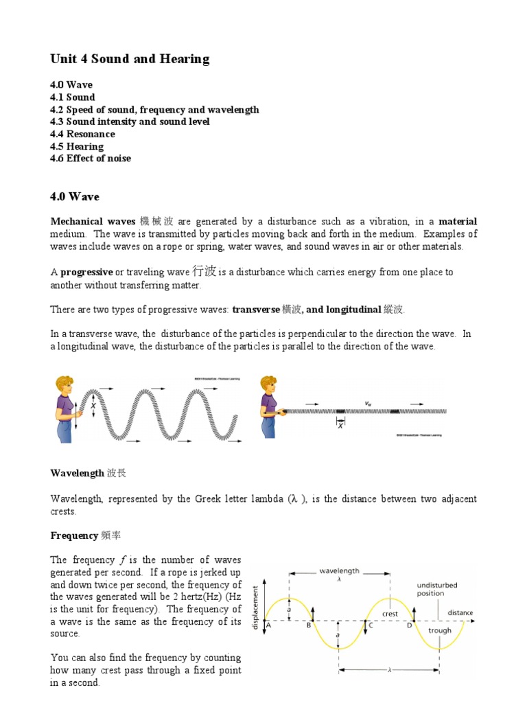 Unit 4 Sound and Hearing | PDF | Sound | Hearing