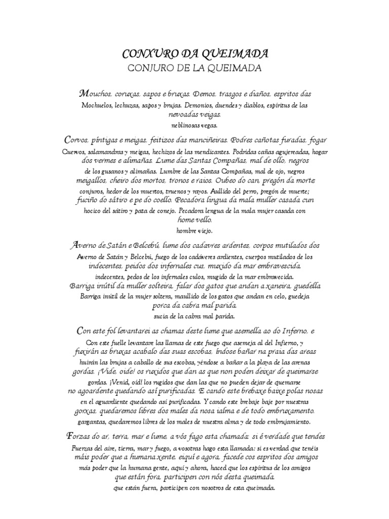Conxuro da Queimada: Texto y Letra | PDF | Mitología