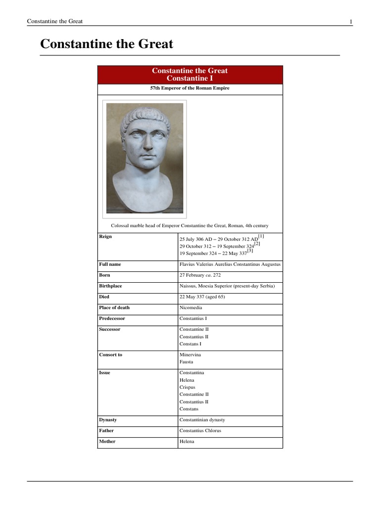 Constantine the Great: First Christian Roman Emperor | PDF ...