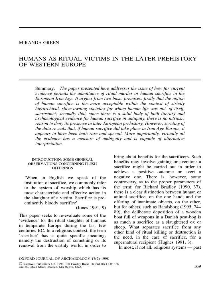 Humans As Ritual Victims in The Later Prehistory of Western Europe ...