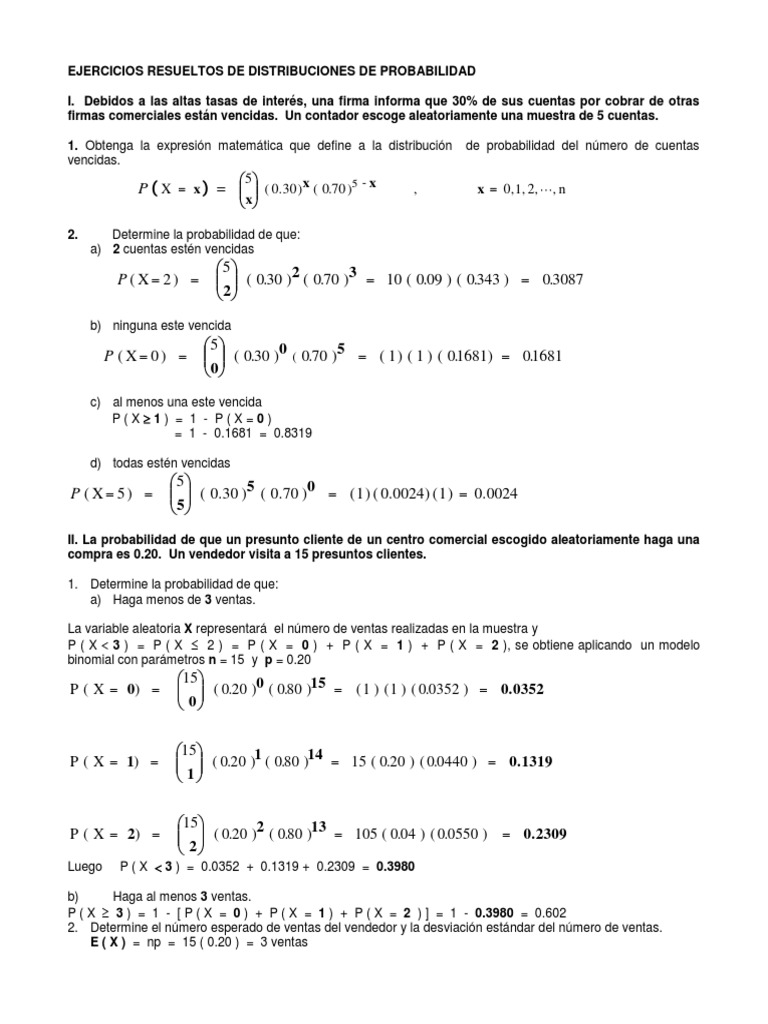 Ejercicios Resueltos de Distribuciones de Probabilidad | PDF | Intervalo de confianza | Método ...