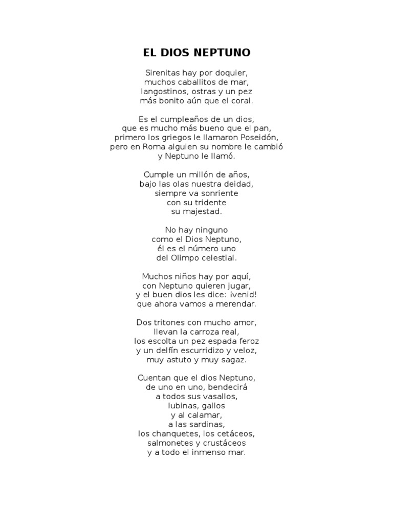 EL DIOS NEPTUNO, Poesia | PDF