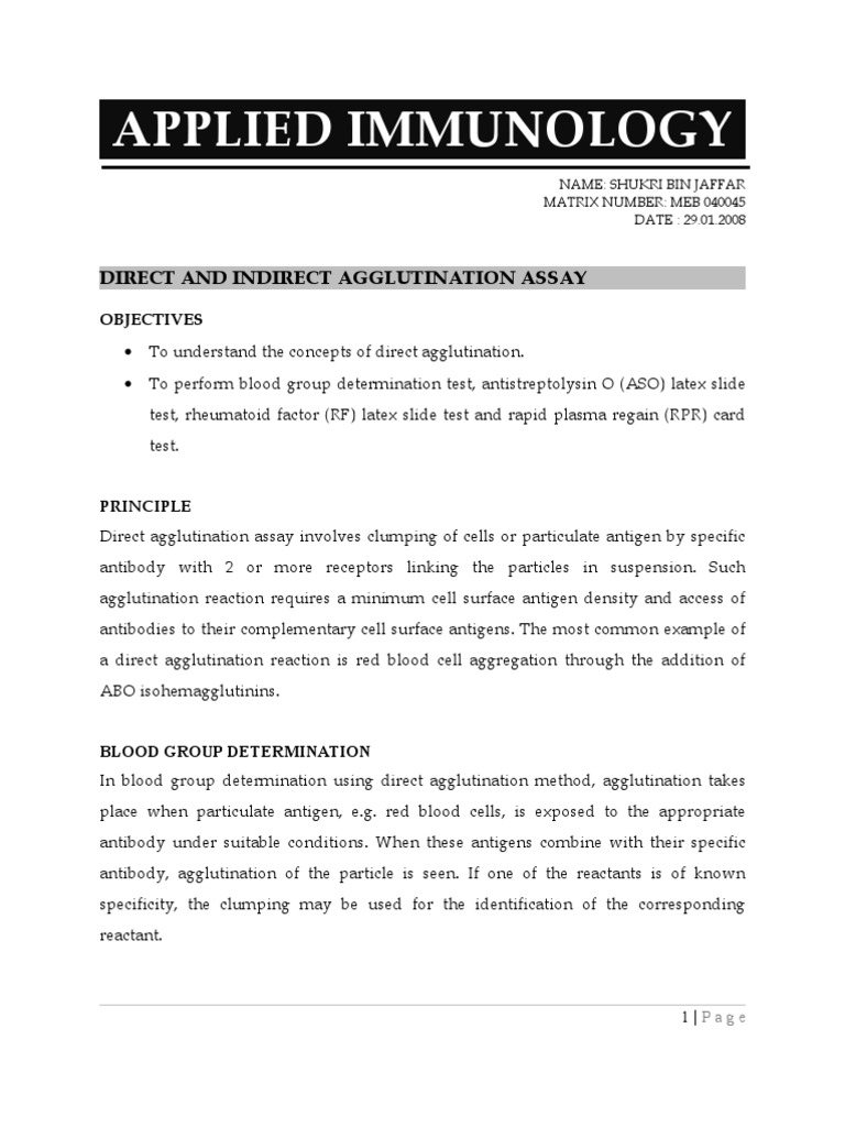 Applied Immunology Practical 2 Um Biomed | PDF | Blood Type | Immunology