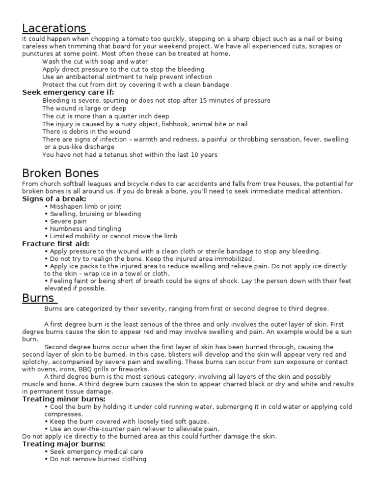 Lacerations | PDF | Burn | Wound