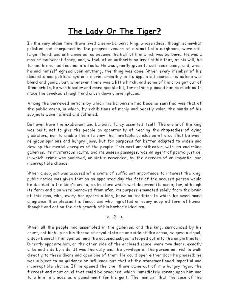 The Lady or The Tiger | PDF