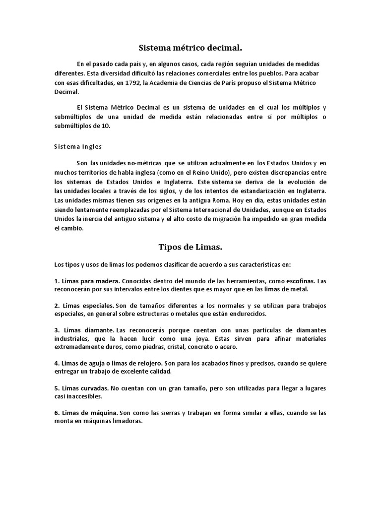 Sistema Métrico Decimal | PDF | Herramientas | Medición