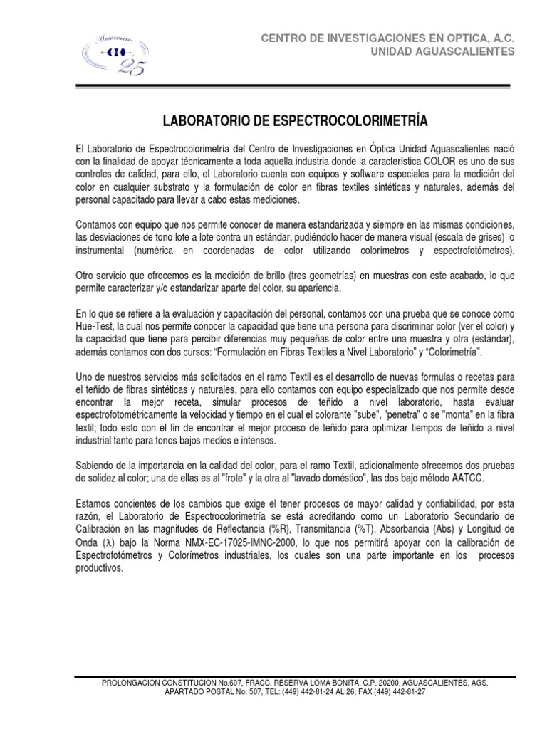 Laboratorio Colorimetria | PDF | Color | Laboratorios