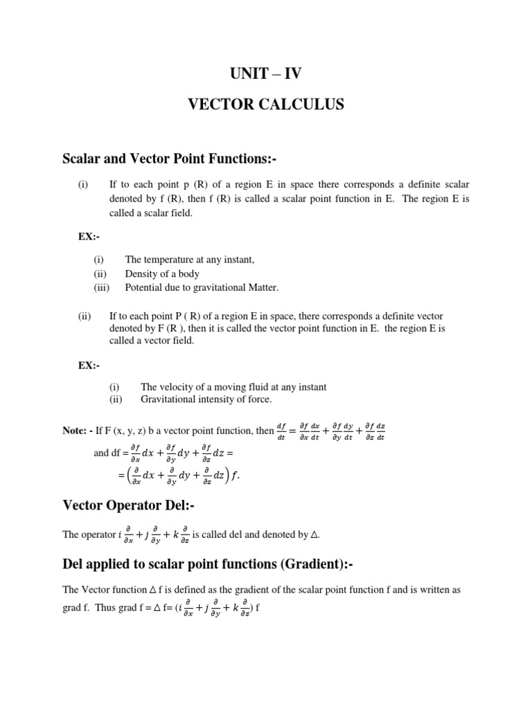 Vector Calculus | PDF | Divergence | Derivative