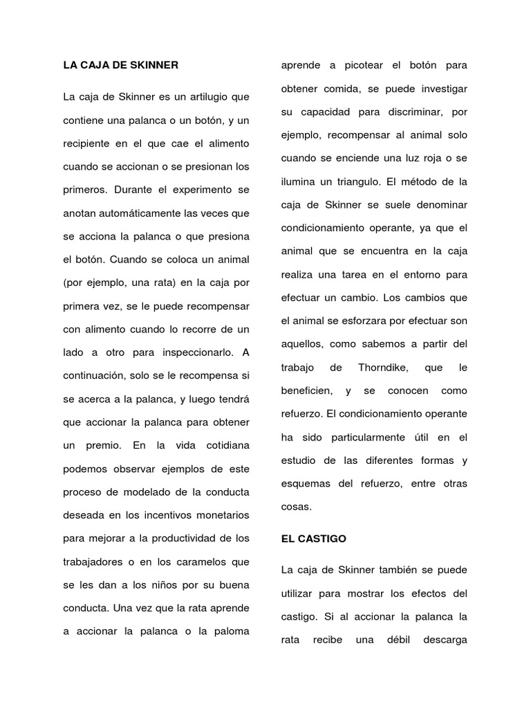 La Caja de Skinner | PDF | Acción (filosofía) | Ciencias del comportamiento