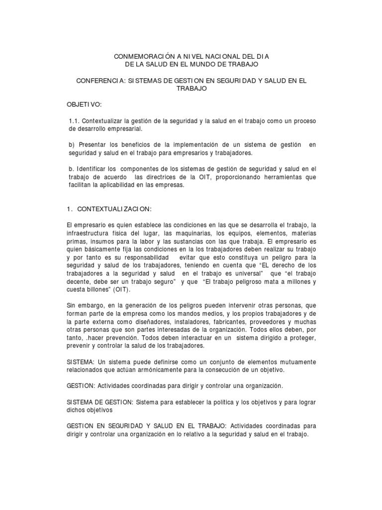 Gestion Ilo Ohs | PDF | Organización Internacional del Trabajo | La ...