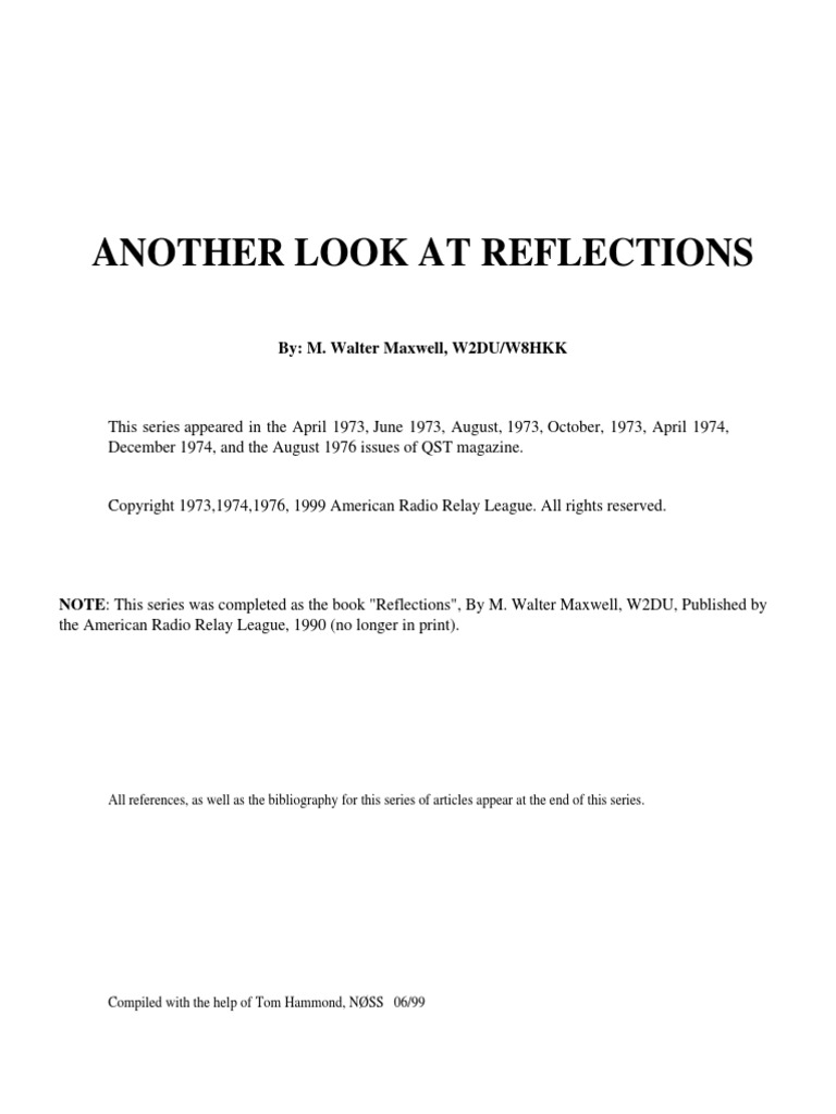 Another Look at Reflections | PDF | Antenna (Radio) | Coaxial Cable