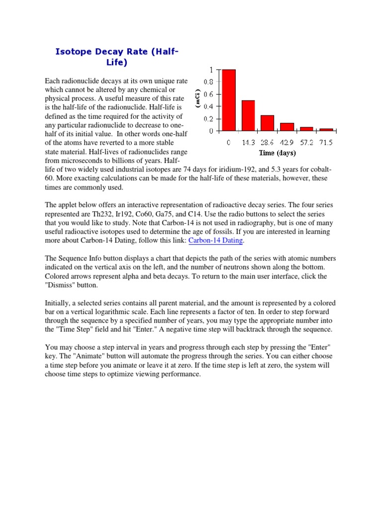 Isotope Decay Rate (Half-Life) : Carbon-14 Dating | PDF