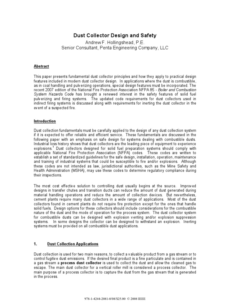 Dust Collector Design | PDF | Duct (Flow) | Dust