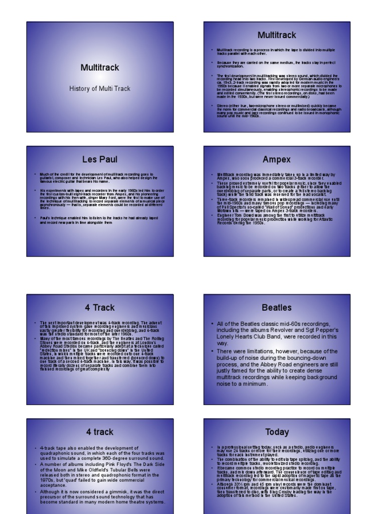 Multitrack History | PDF | Compact Cassette | Sound Recording And ...